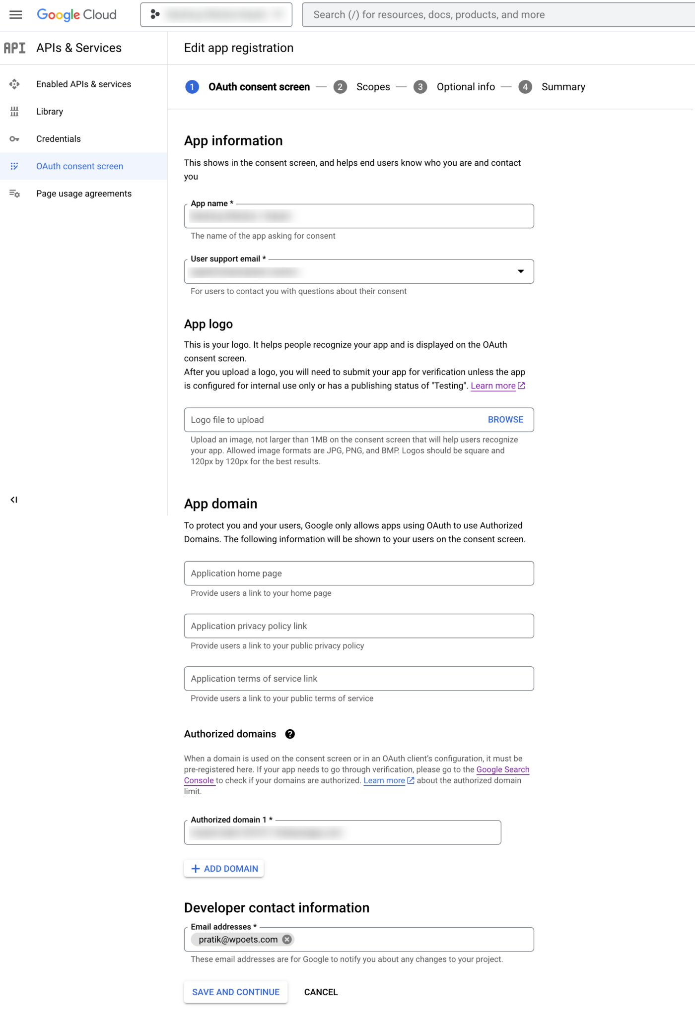 Configure the OAuth consent screen in Google Cloud Console - Awesome Enterprise Documentation