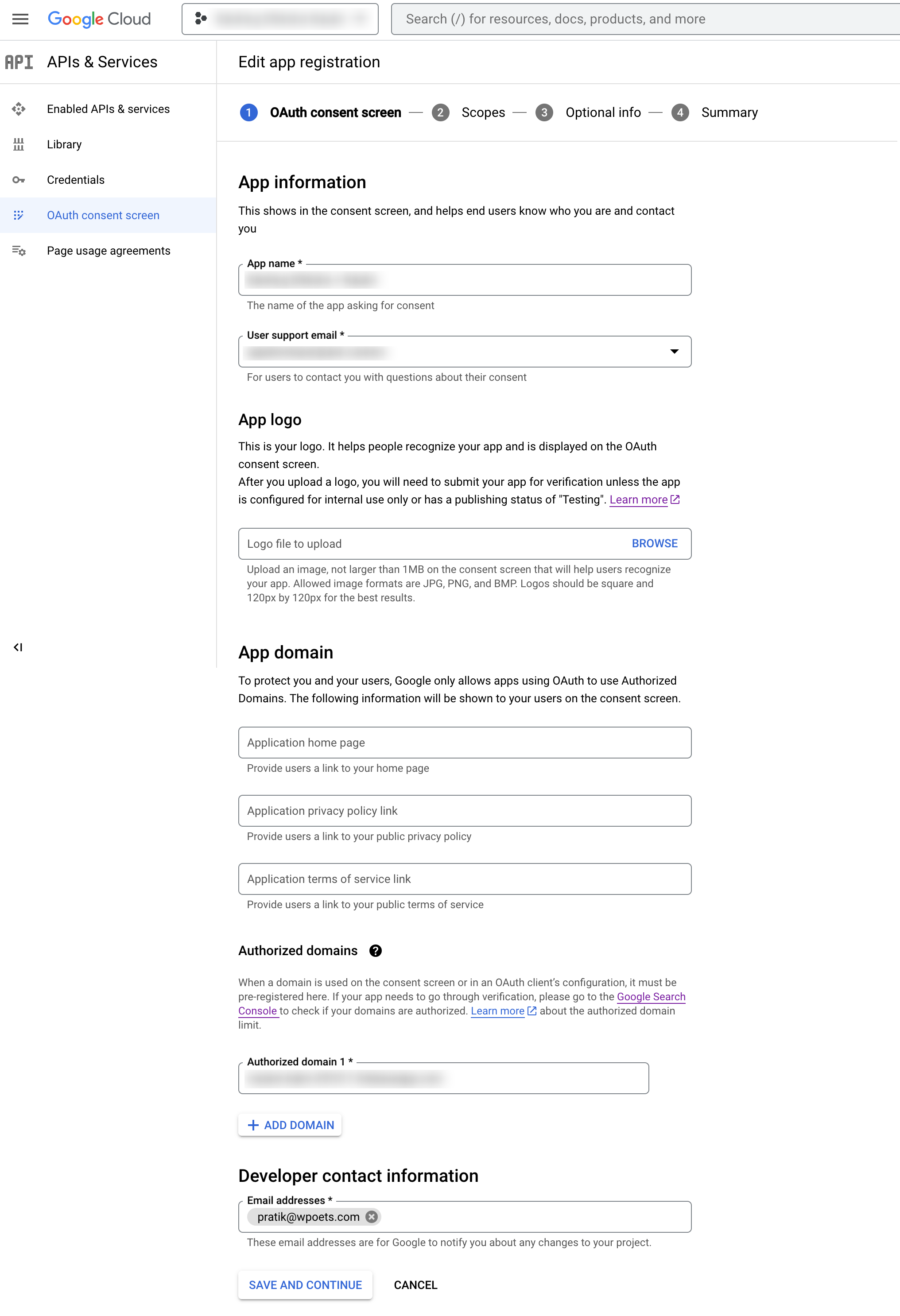 Configure the OAuth consent screen in Google Cloud Console - Awesome Enterprise Documentation